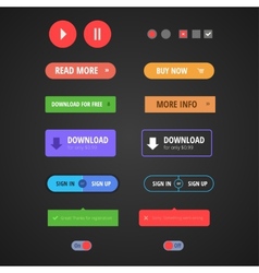 Set 21 colorful gradient buttons on dark Vector Image