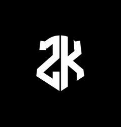 Zk logo monogram shield shape with crown design Vector Image