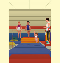 Sporty little boy hanging on horizontal bar upside