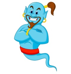 Friendly genie cartoon Royalty Free Vector Image
