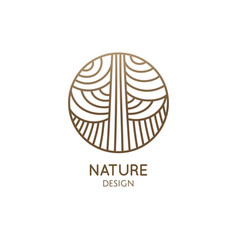 Square abstract tree emblem linear feather emblem Vector Image