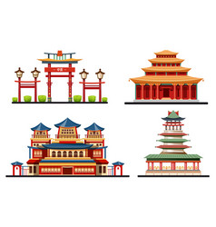 Set chinese buildings or asian architecture Vector Image