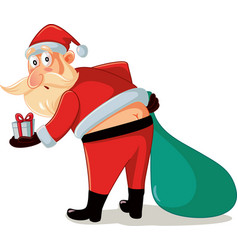 Cartoon santa claus carrying a sack of gifts Vector Image