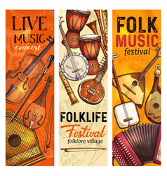 Retro musical instruments set realistic design Vector Image