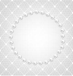 Pearl frame on lace background Royalty Free Vector Image