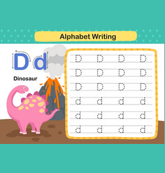 Alphabet letter d-dinosaur exercise with cartoon Vector Image
