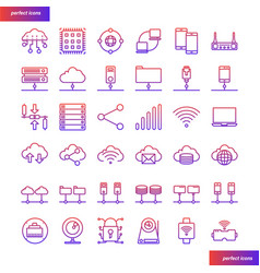 Computer networks database icons perfect pixel Vector Image