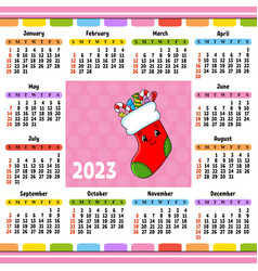 Color calendar for 2023 with a cute character Vector Image