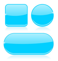 Blue buttons round square and oval shiny icons Vector Image
