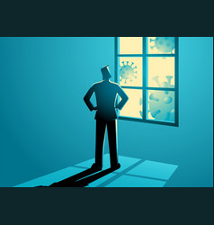 Man figure looking through window Royalty Free Vector Image