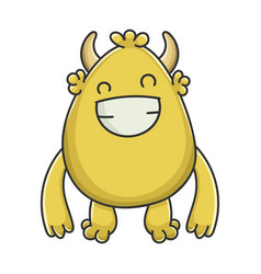 Happy cyclops yellow goblin cartoon monster Vector Image