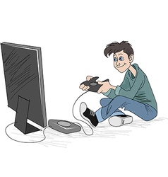 Boy playing computer game Royalty Free Vector Image