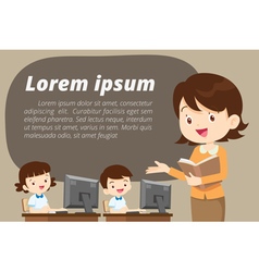Teacher presenting for computer learning Vector Image
