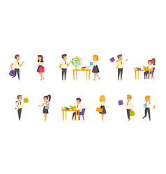 Children working on table Royalty Free Vector Image