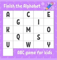 Finish the alphabet abc game for kids education Vector Image