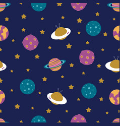 Galaxy space stars and planets seamless pattern Vector Image