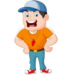 Cartoon sport coach yelling Royalty Free Vector Image