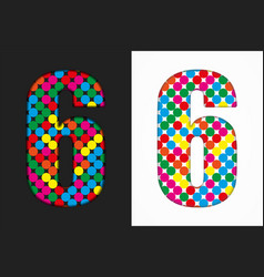 Bubble number - 6 glitter figure of colored dots Vector Image