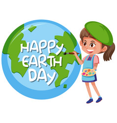 Girl with earth day symbol Royalty Free Vector Image