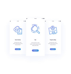 Secure backup seo program coding vertical cards Vector Image