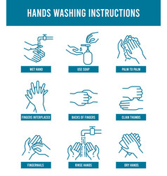 Washing hands scheme steps set Royalty Free Vector Image