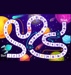Kids board game with astronaut in space template Vector Image