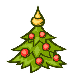 Evergreen christmas tree christmas ornaments Vector Image
