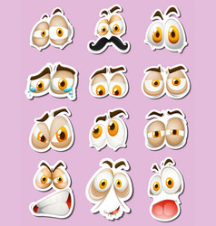 Sticker with facial expressions Royalty Free Vector Image
