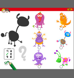 Shadows activity with cartoon monster characters Vector Image