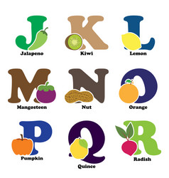 Fruit alphabet for education Royalty Free Vector Image