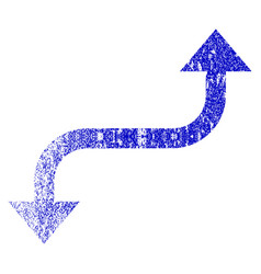Opposite curved arrow grunge textured icon Vector Image