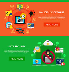 Hacking flat horizontal banners Royalty Free Vector Image