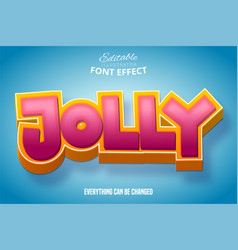 Jolly text 3d editable font effect Royalty Free Vector Image