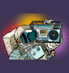 Astronaut with boombox audio and music Royalty Free Vector