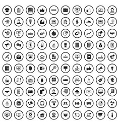 100 data visualization icons set simple style Vector Image