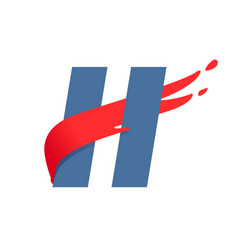 H letter logo with fast speed red bird wing Vector Image