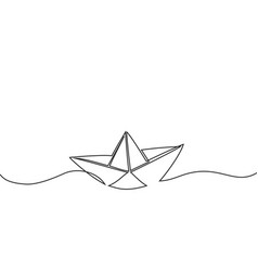 Continuous line drawing of paper boat Royalty Free Vector