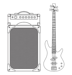 Electric Bass Guitar and Amplifier Royalty Free Vector Image