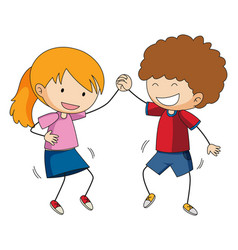 Happy doodle boy and girl Royalty Free Vector Image