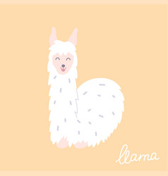 Isolated outline cartoon baby llama Royalty Free Vector