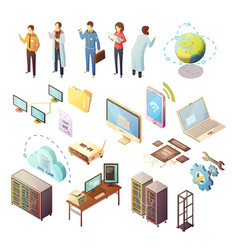 Data center icon set Royalty Free Vector Image