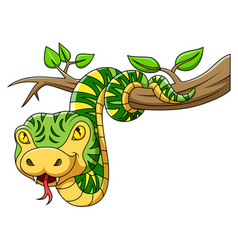 Cartoon monkey hanging on the tree branch with his