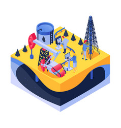 Isometric oil barrels with falling graph Vector Image