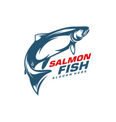 Salmon fish logo design fishing logo design Vector Image