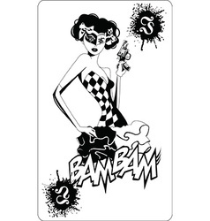 Playing card with joker in black design Royalty Free Vector
