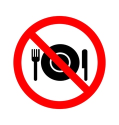 No eating sign on white background Royalty Free Vector Image