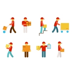 Delivery man postman courier post stick figure Vector Image