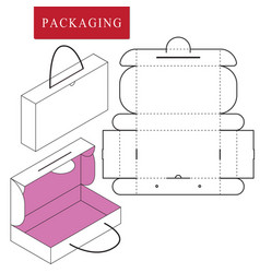 Cake slice box cutout template favor Royalty Free Vector