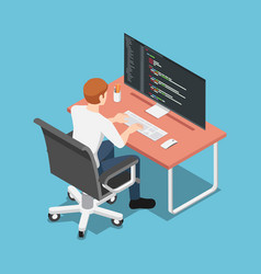 Programmer computer expert chalk white icon Vector Image