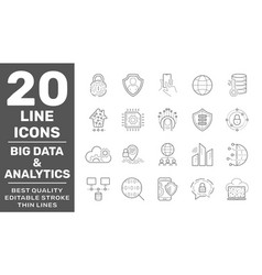 Set ai iot and machine learning line icons Vector Image